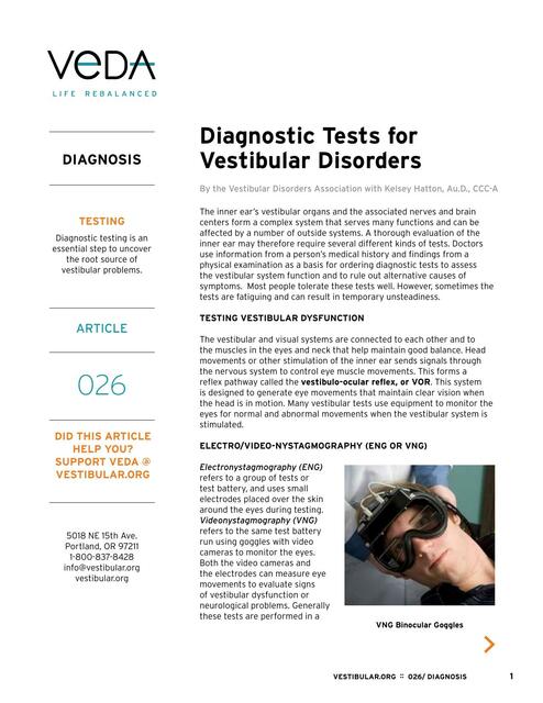 Diagnostic Tests for Vestibular Disorders 26 | magdalena guerrero | uDocz