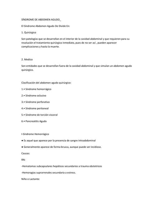 Síndrome de abdomen agudo | RoseMedScience ( Rose Mary Favier ) | uDocz