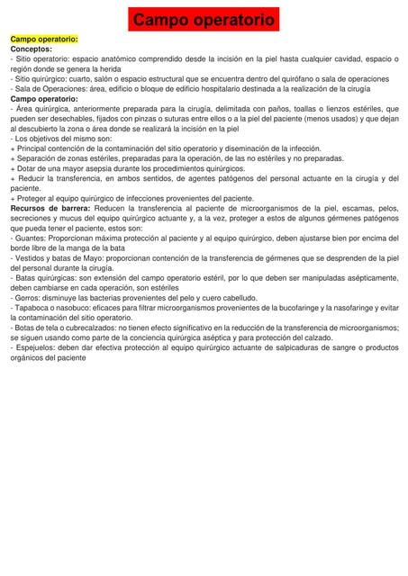 Campo quirurgico | RoseMedScience ( Rose Mary Favier ) | uDocz