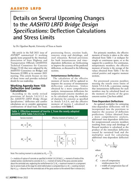 Details on Several Upcoming Changes to the AASHTO LRFD Bridge Design ...