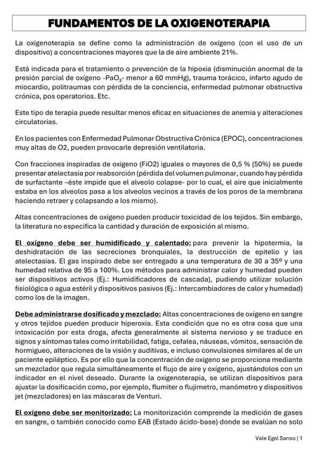 Fundamentos de la oxigenoterapia | ValeES25 | uDocz