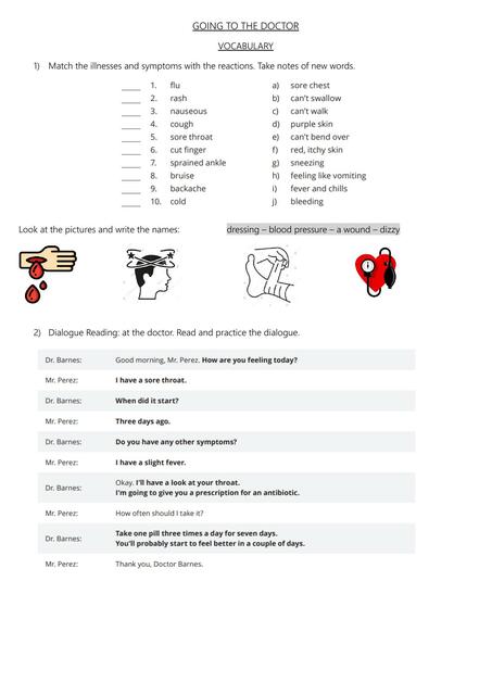 Ir al doctor vocabulario de inglés | Desconocido | uDocz