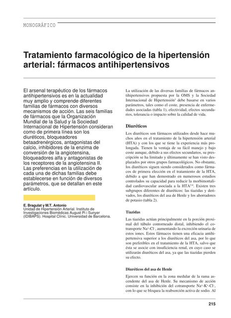 Tratamiento farmacológico de la hipertensión arterial: fármacos antihipertensivos | Valeria ...