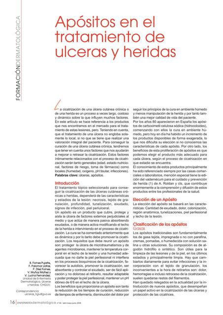 Apósitos en el Tratamiento de Úlceras y Heridas | Arlet Garcia | uDocz