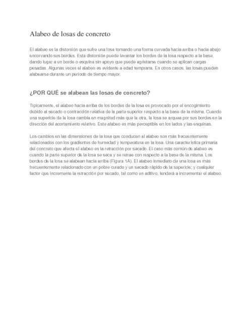 Alabeo De Losas De Concreto | Miguel Muñoz | uDocz
