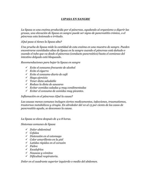 Lipasa en Sangre | Valentina Ramos | uDocz