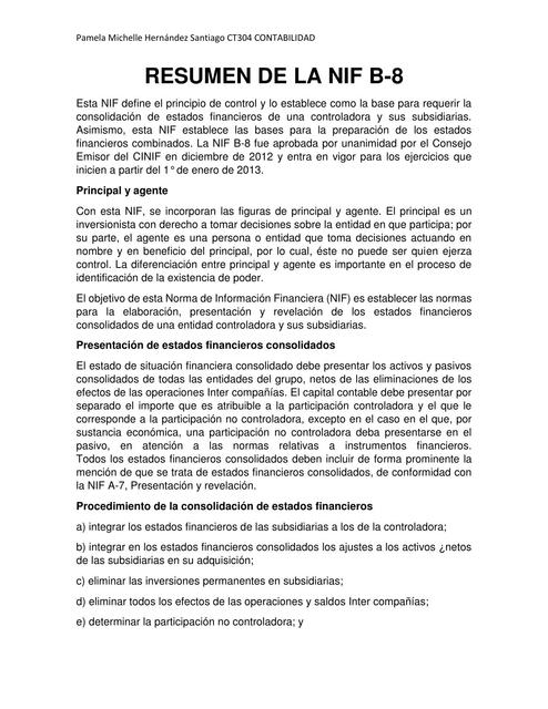 RESUMEN DE LA NIF B8 DE CONTABILIDAD | Montserrat González | uDocz
