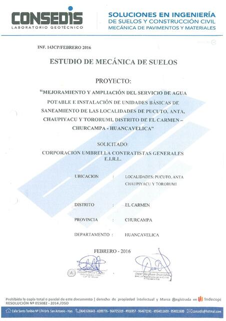 Estudio de Mecánica de Suelos - Saneamiento Básico | Ingeniería Civil | uDocz