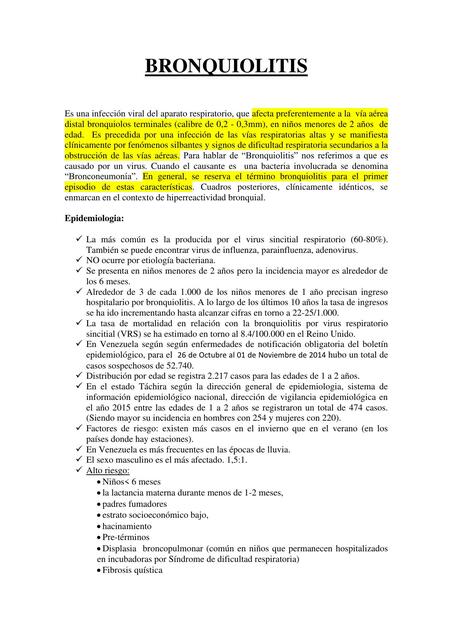 Bronquiolitis | Escuela medica | uDocz