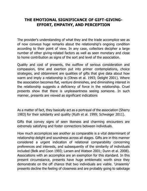 The Emotional Significance of Giving- Efort, Empayht and Perception ...