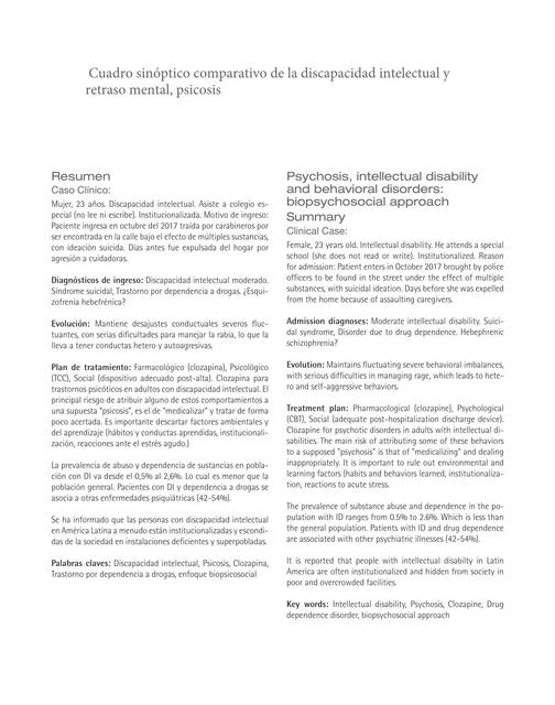 Cuadro sinóptico comparativo de la discapacidad intelectual y retraso mental, psicosis | Salud ...