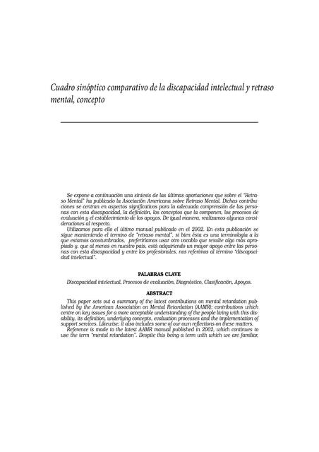 Cuadro sinóptico comparativo de la discapacidad intelectual y retraso ... Cuadro sinóptico comparativo de la discapacidad intelectual y retraso ...