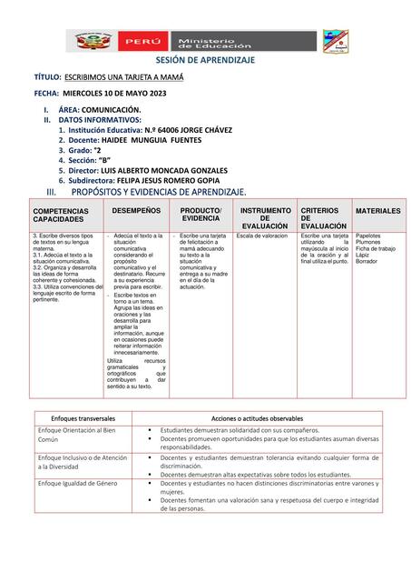 Sesión de Aprendizaje | Celia | uDocz