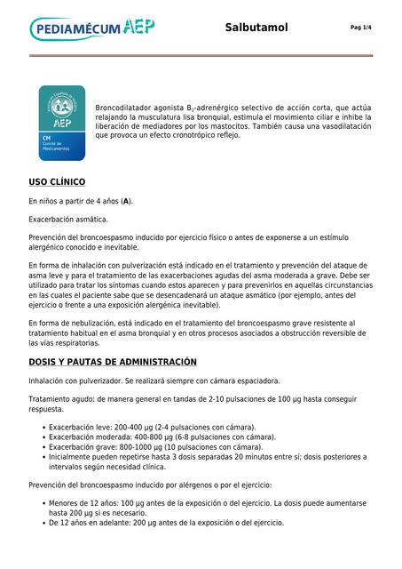 Salbutamol | Yovana | uDocz