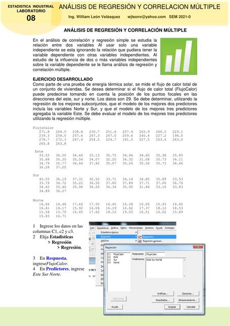 Análisis de Regresión y Correlación Múltiple | Yanela Daniela Urbina Ecos | uDocz