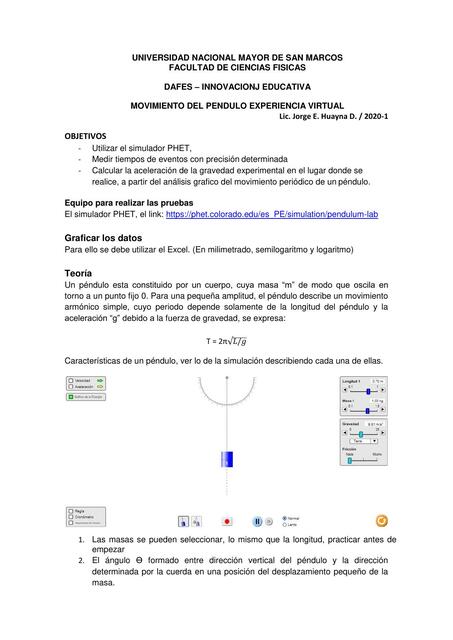 Movimiento del Péndulo | Yanela Daniela Urbina Ecos | uDocz