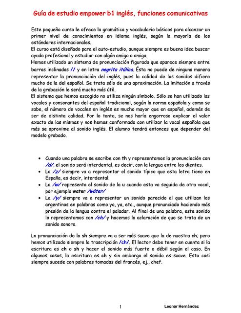 Guía de estudio empower b1 inglés, funciones comunicativas | English for you | uDocz