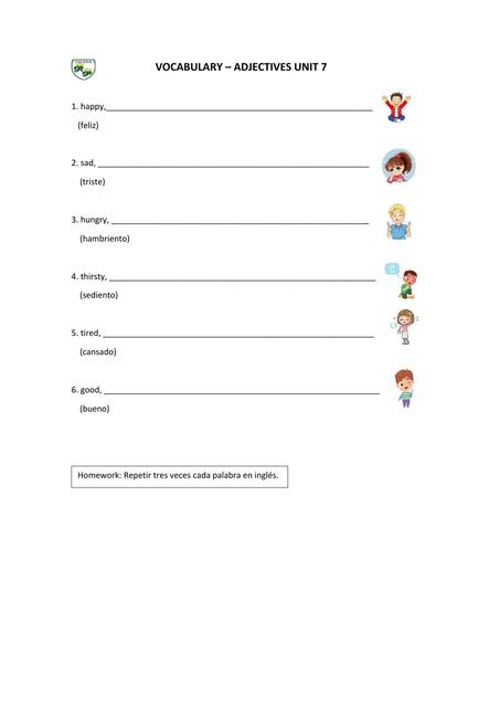 Vocabulario adjetivos unidad 7 | Marco Antonio | uDocz