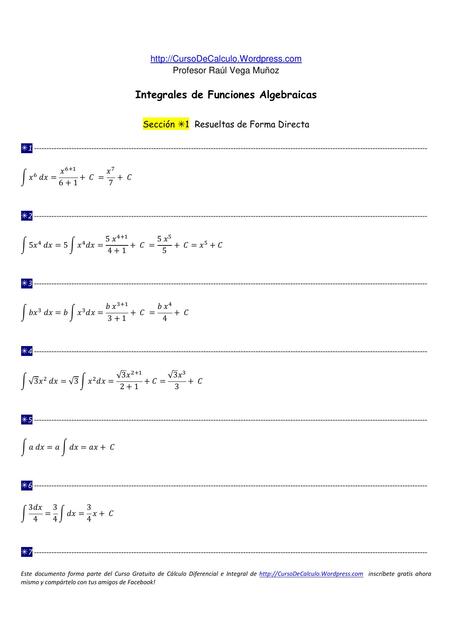 Integrales de Funciones Algebraicas | VICTORIA FATIMA DAMIAN LOPEZ | uDocz