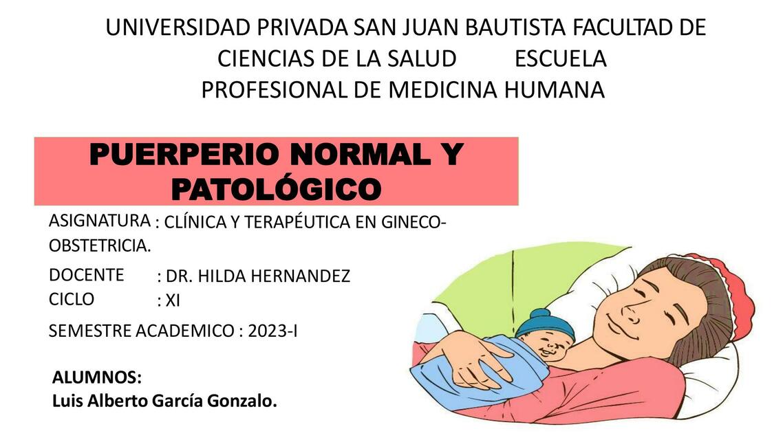 Puerperio normal y patológico | luis alberto | uDocz