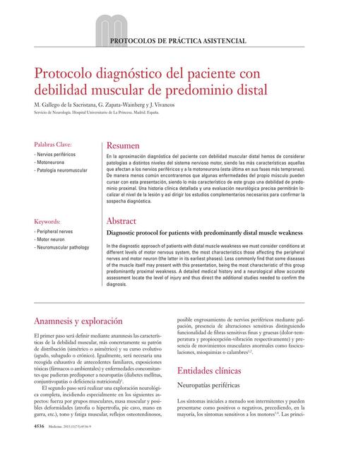 Protocolo diagnóstico del paciente con debilidad muscular de predominio ...