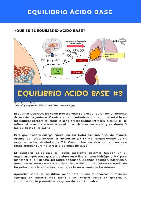 Equilibrio ácido base | Facilitando tu estudio | uDocz