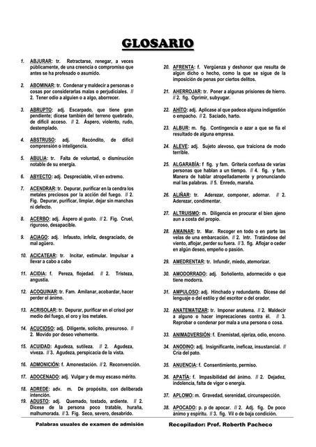 Glosario Léxico básico | Ale | uDocz