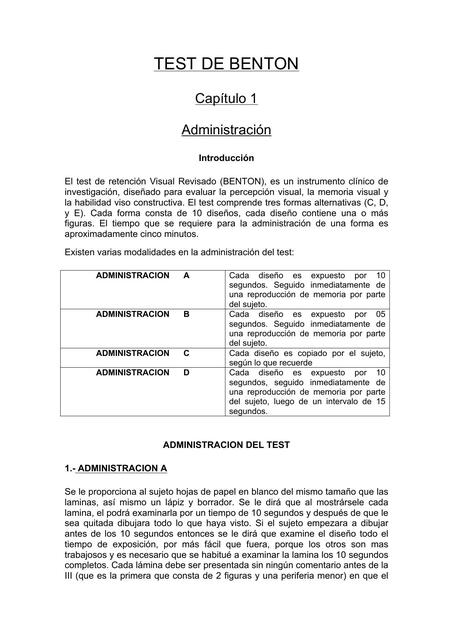 Test de Benton | Vanessa Coronado | uDocz