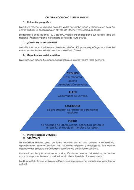 Cultura Mochica o Cultura Moche | ELIZABETH NINACO GARCÍA | uDocz