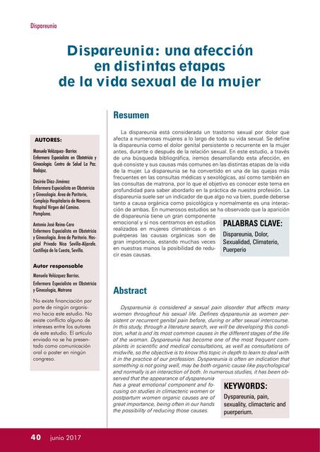 Dispareunia | Enfermero Isaias Rivas | uDocz