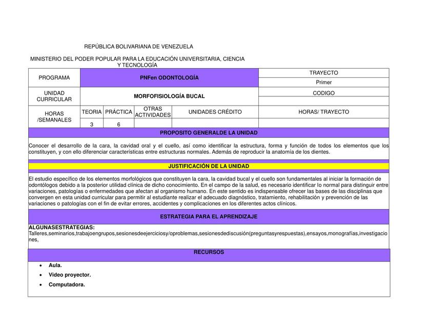 ANALÍTICO MORFOFISIOLOGIA BUCAL | Miller Forero | uDocz