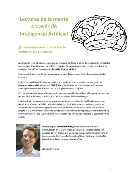 Lecturas de la mente a través de inteligencia artificial | Xavier ...