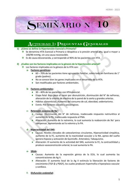 Seminario n 10 función cardiovascular | Tamara juana noemi | uDocz