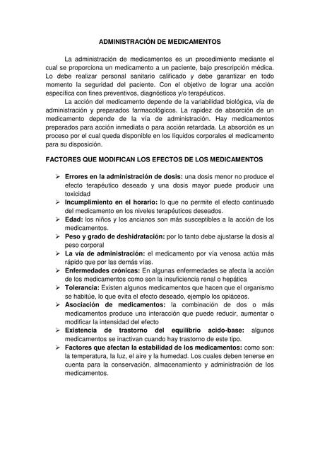 Administración de medicamentos | Enfermería | uDocz