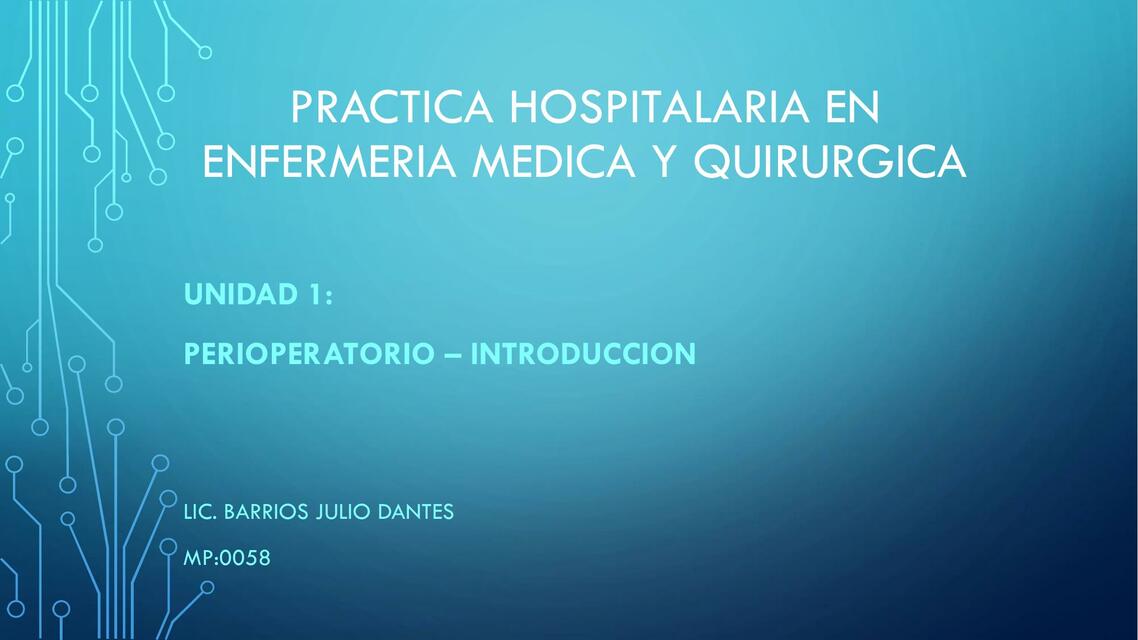 Perioperatorio | Enfermería | uDocz