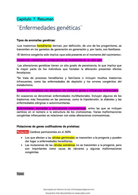 Enfermedades Genéticas | Memo xd | uDocz