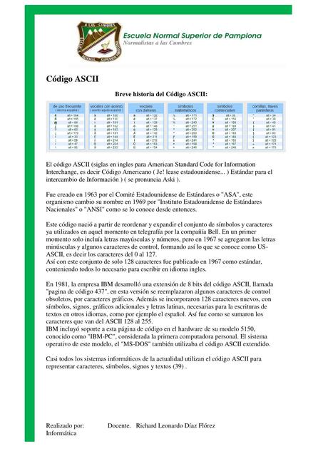 Conjunto De Caracteres Ascii Imprimible Código ASCII | Ronal | UDocz