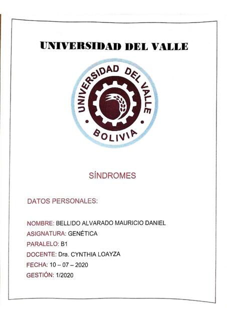 Síndromes Bellido Alvarado Mauricio Daniel | Mauricio Bellido | uDocz