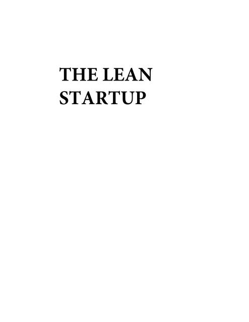 The Lean Startup | Todo de Administración Empresas | uDocz