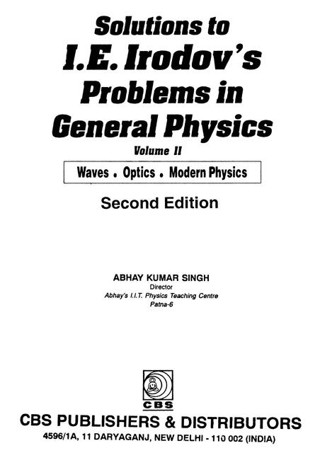 Solutions to I.E. Irodov's Problems in General Physics Volume II | Help ...