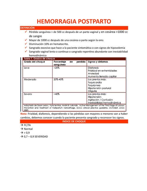 Hemorragia postparto | Sofi Apuntes | uDocz