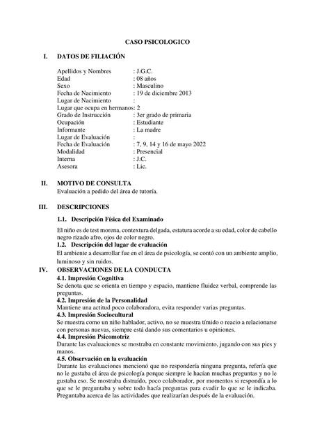 El Informe Psicologico Y Modelo De Caso Clinico Images Images And