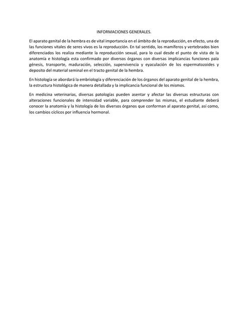 1 INFORMACIONES GENERALES AP REPRODUCTOR HEMBRA | Ruth Martinez | uDocz