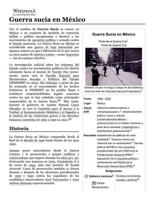 Resúmenes De Guerra Sucia En México Descarga Apuntes De Guerra Sucia