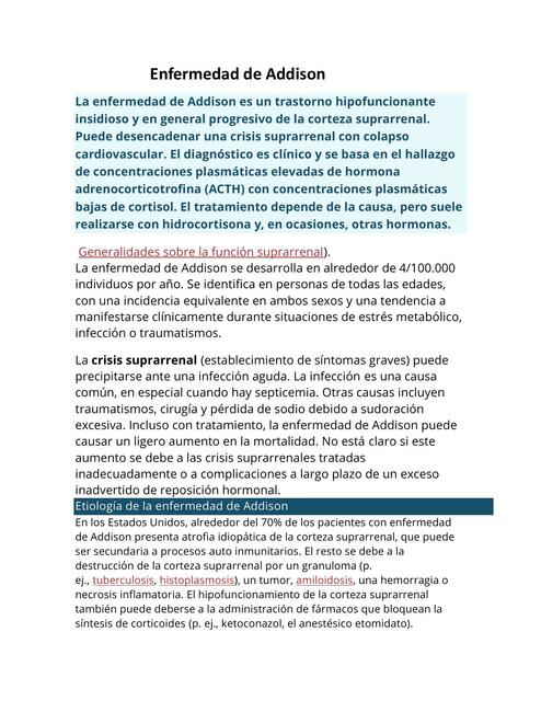 Enfermedad de Addison | Aura Ester Peréz Rada | uDocz
