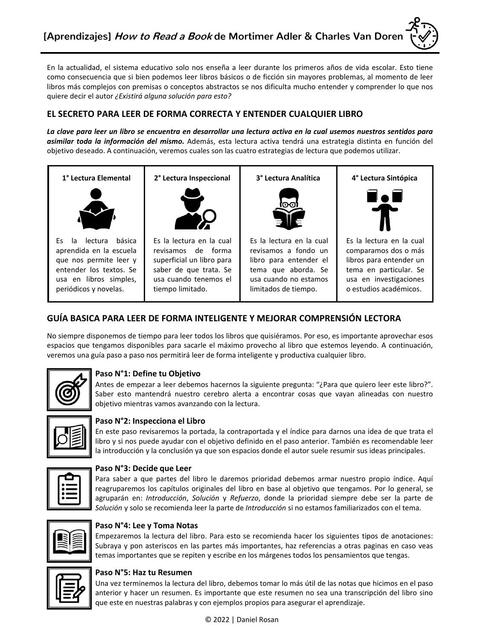 Resumen de Adler Mortimer -Como leer un libro | Mía Valentina Politano | uDocz