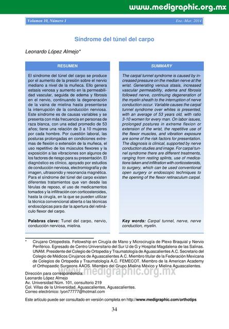 Síndrome del Túnel del Carpo | Nanyela Gamboa | uDocz