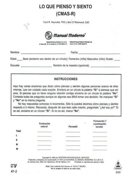 25 CMAS R plantilla ansiedad imprimir | Elsi Hernandez | uDocz