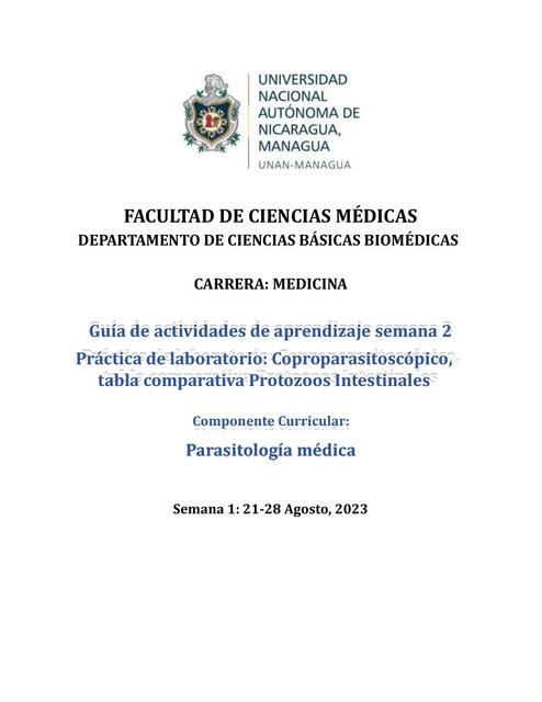 Parasitología médica semana 2 1 | Violet Isabella | uDocz