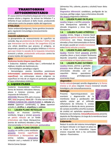 Trastornos autoinmunitario | MARCIA CAMAC | uDocz
